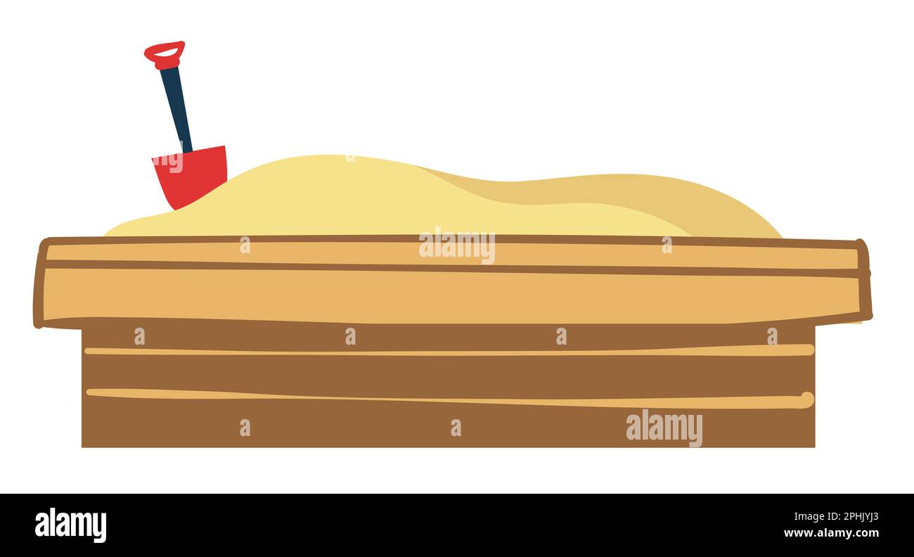Sand box with plastic shovel, summer fun for kids Stock Vector Image ...