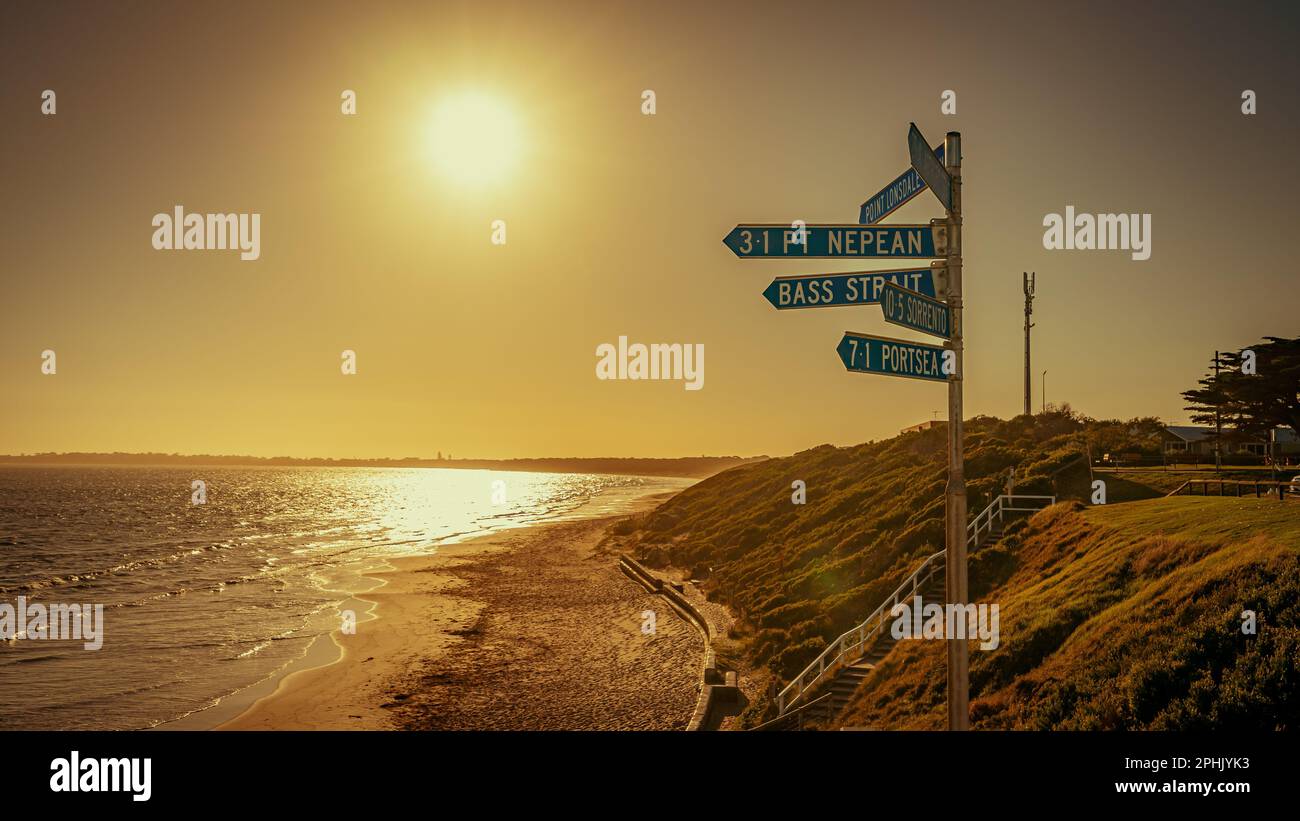 Directional signs to different locations in Victoria, Australia Stock ...