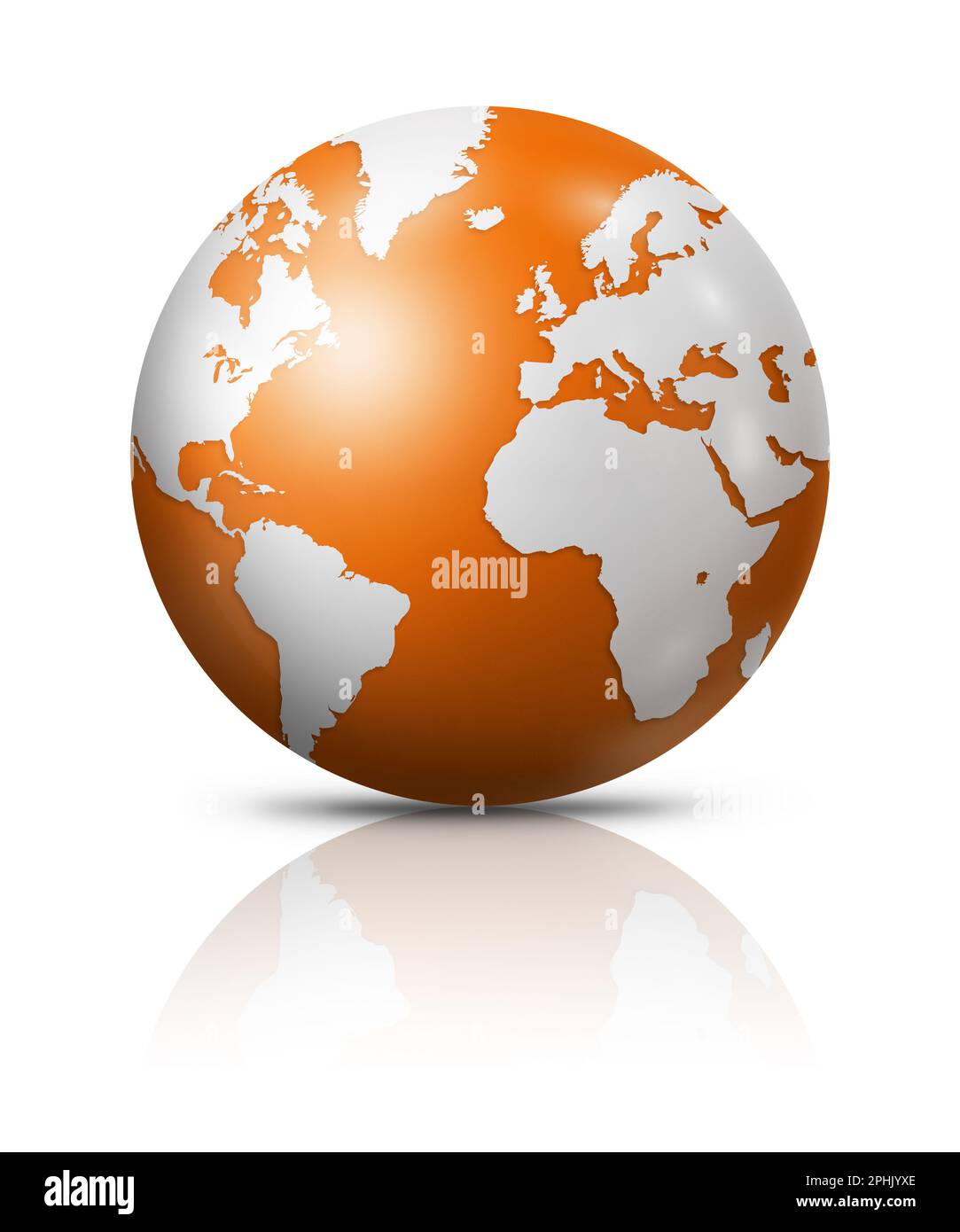 Orange earth globe isolated on white background. 3D illustration Stock ...