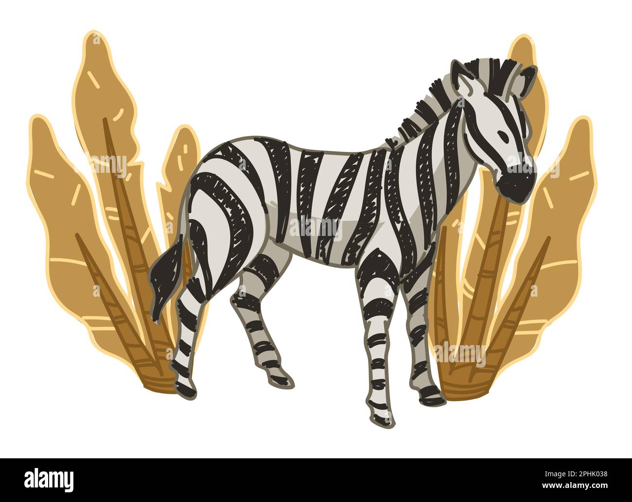 Wildlife flora and fauna, zebra and bushes vector Stock Vector Image ...
