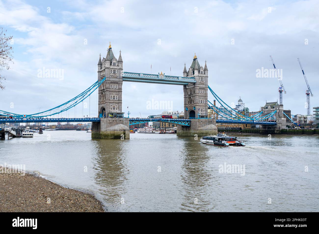 Beautiful view of Tower Bridge with Thames river in London, England, UK ...
