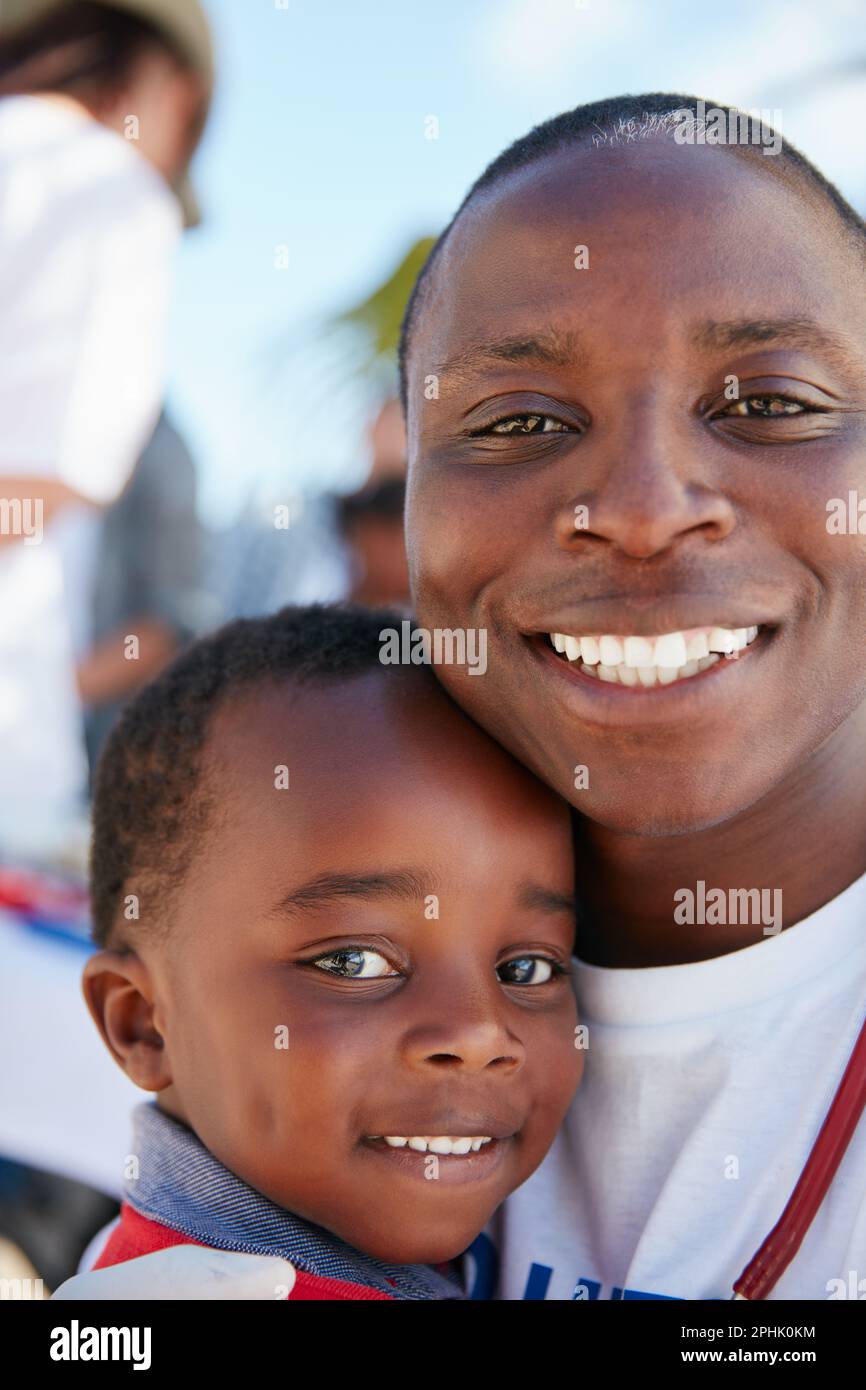 Our kids need lots of love and protection. Portrait of a caring ...