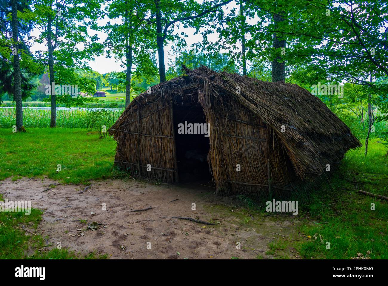 Stone and bronze age dwellings at Araisi lake in Latvia Stock Photo - Alamy