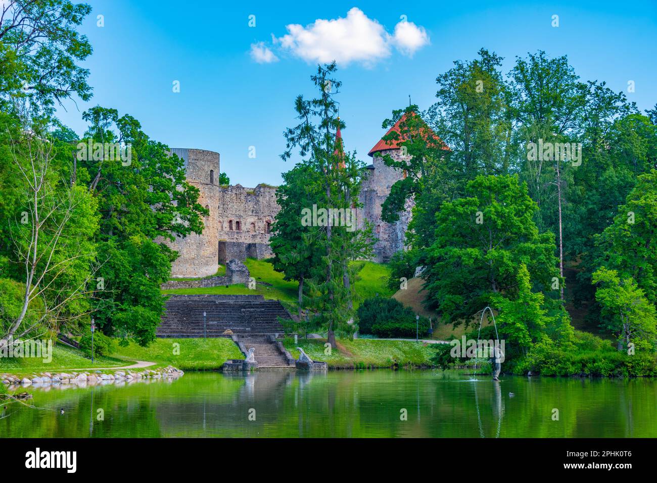 Cesis castle park in Latvia Stock Photo - Alamy