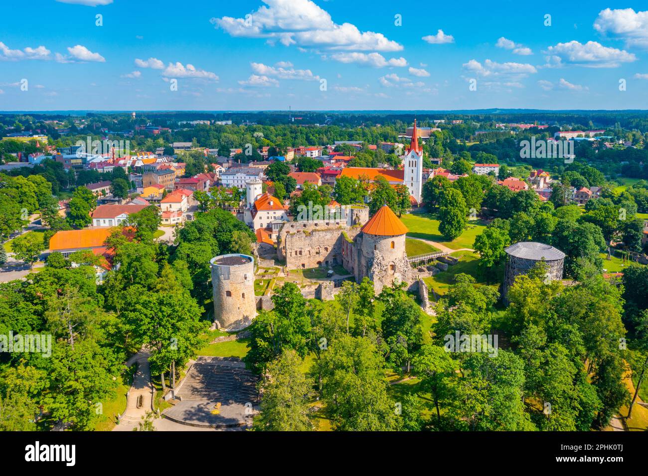 Aerial view of the Cesis castle in Latvia Stock Photo - Alamy