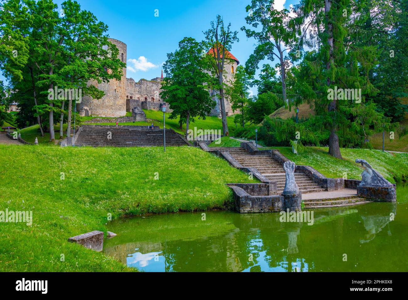 Cesis castle park in Latvia Stock Photo - Alamy