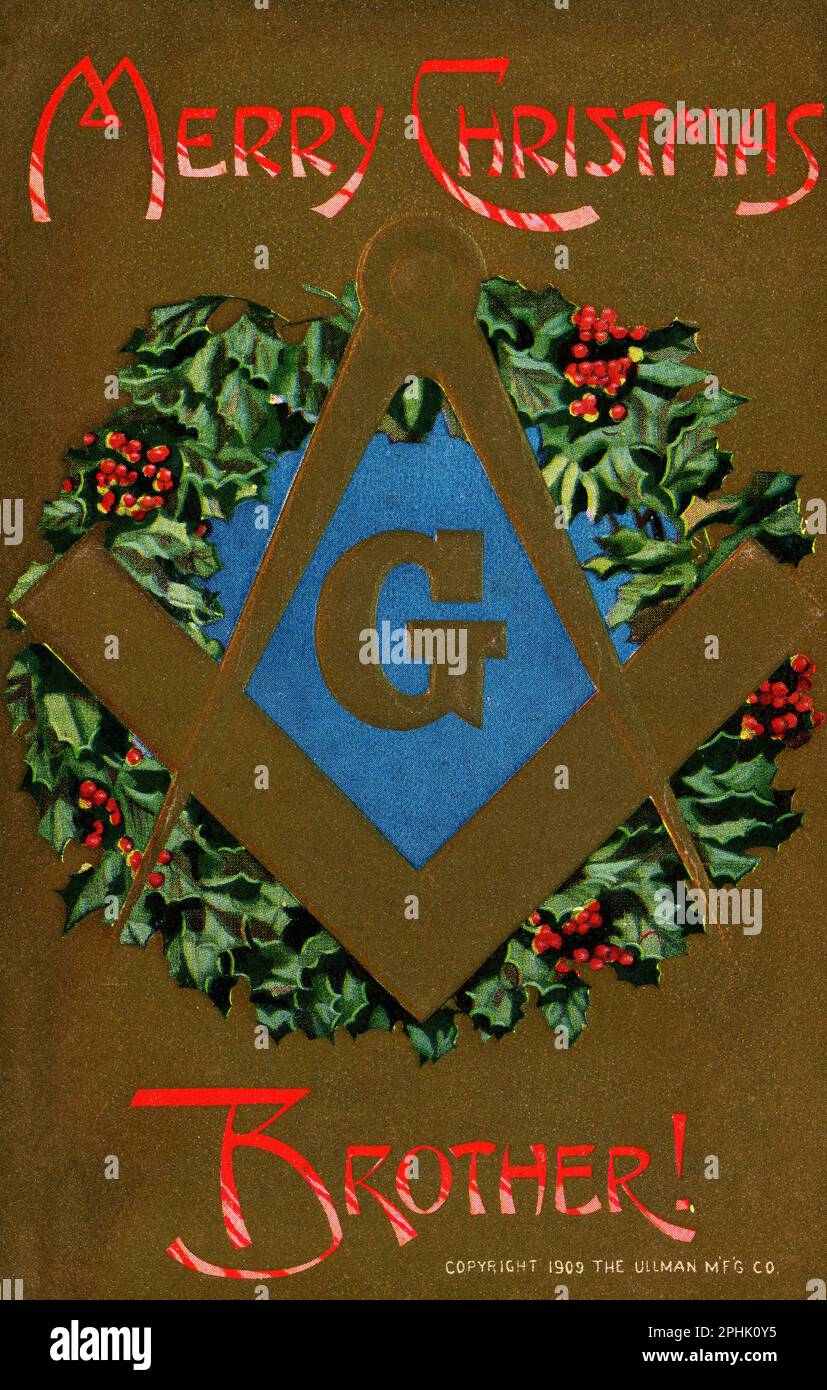 Masonic Postcard. Merry Christmas Brother Stock Photo - Alamy