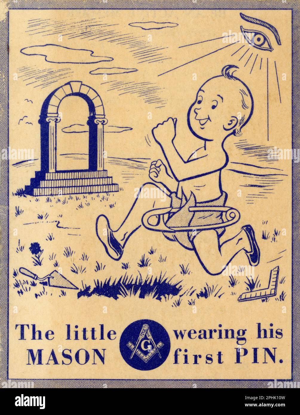 Masonic Postcard. The Little Mason wearing his First Pin Stock Photo ...