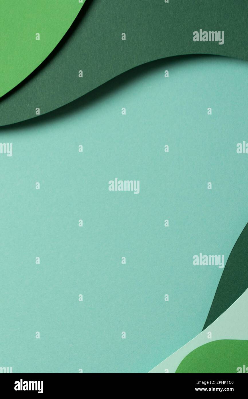 Abstract green color paper texture background. Minimal paper cut style ...