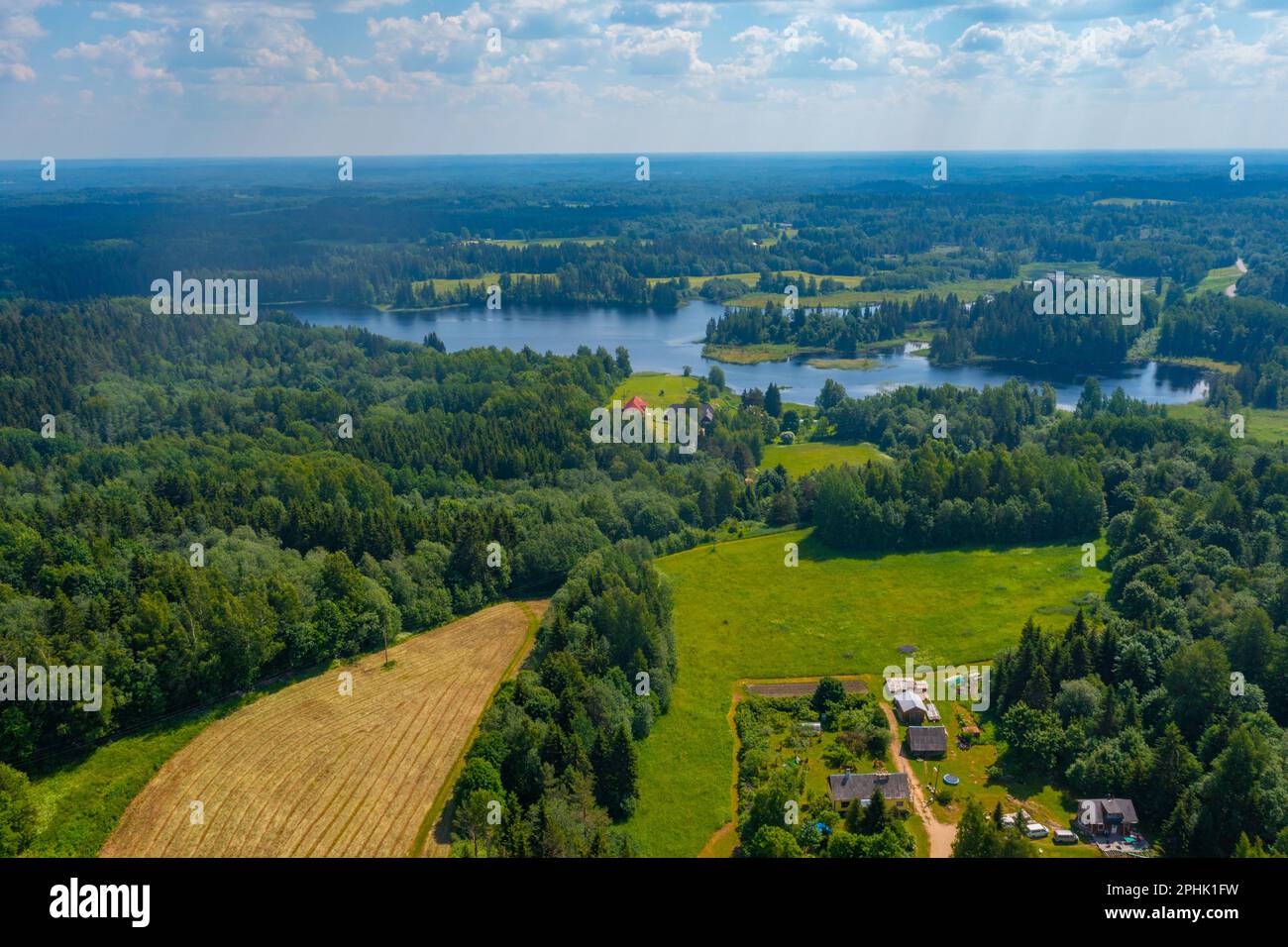 Natural landscape surrounding Suur Munamägi Tower in Estonia Stock ...