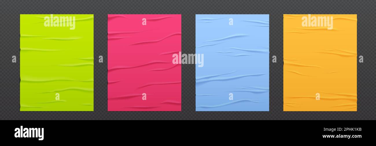 Texture of paper posters glued on wall. Mockup of paper stickers with ...