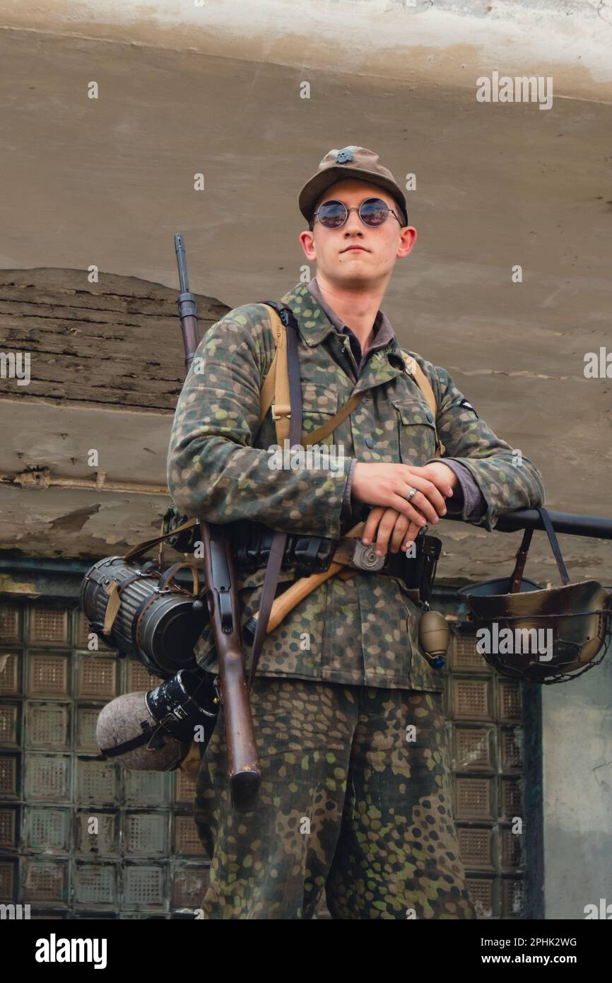 Hel, Poland - August 2022 Military troops marching during 3 May Polish ...