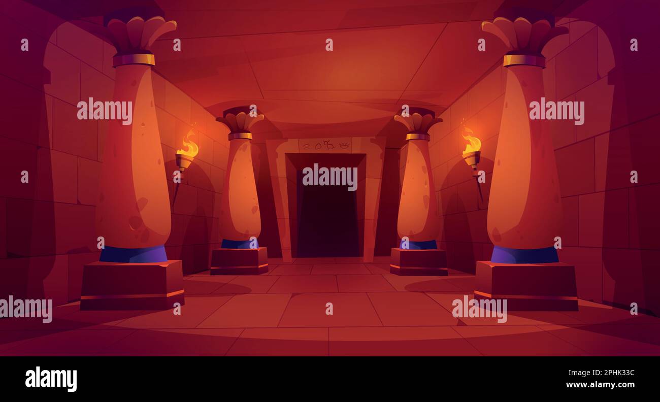 Ancient castle, palace or temple interior in Egypt. Old pyramid or ...