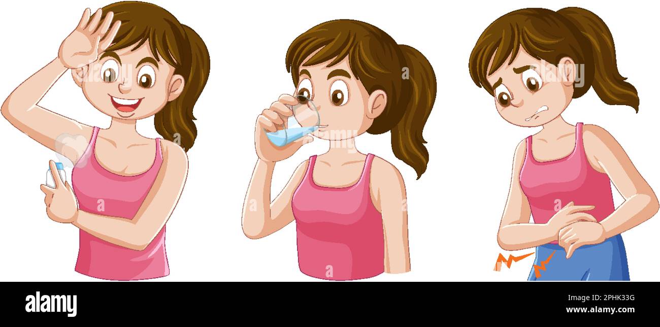 Set of girl with puberty and change illustration Stock Vector Image ...