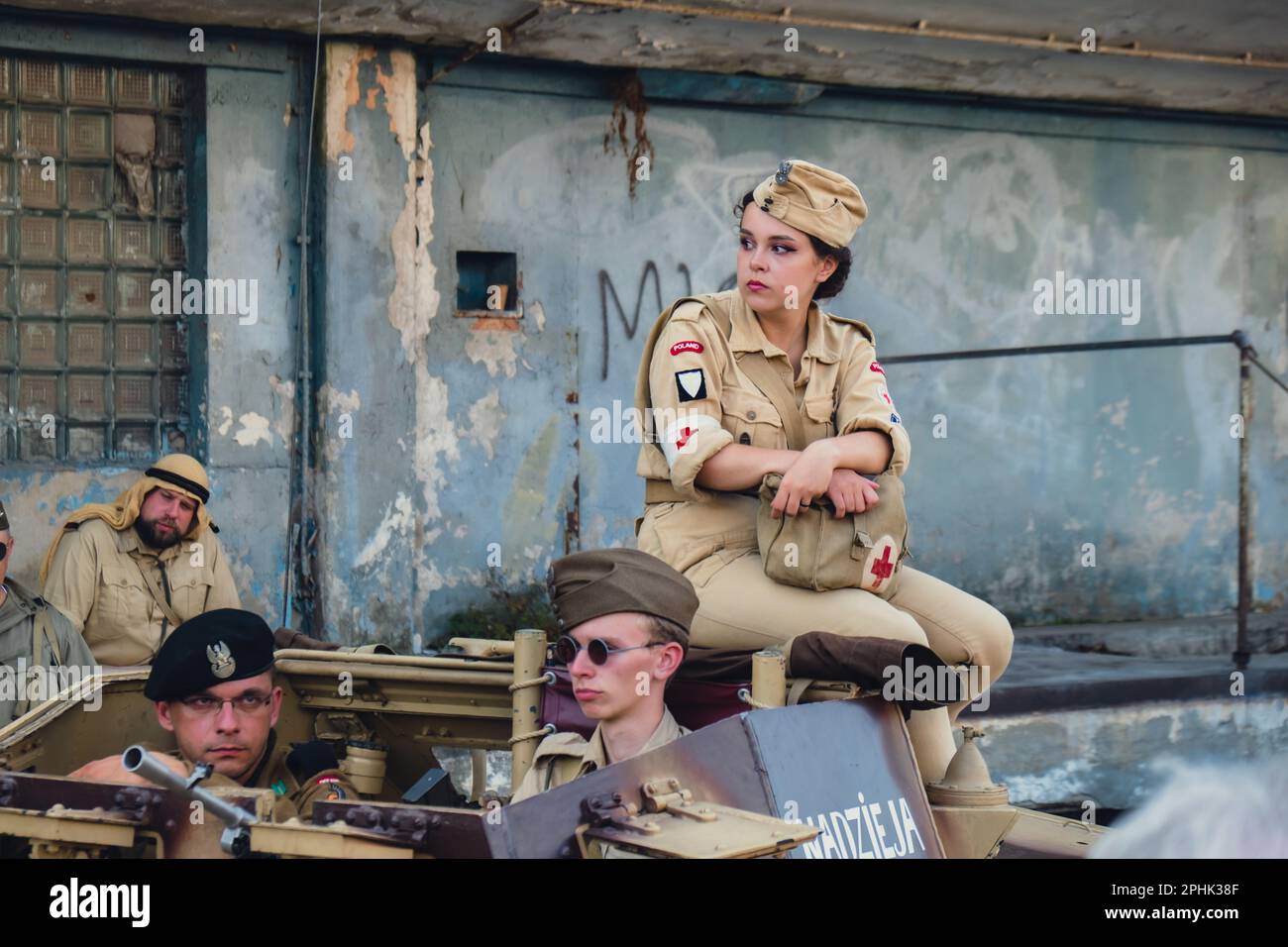 Hel, Poland - August 2022 Military troops marching during 3 May Polish ...