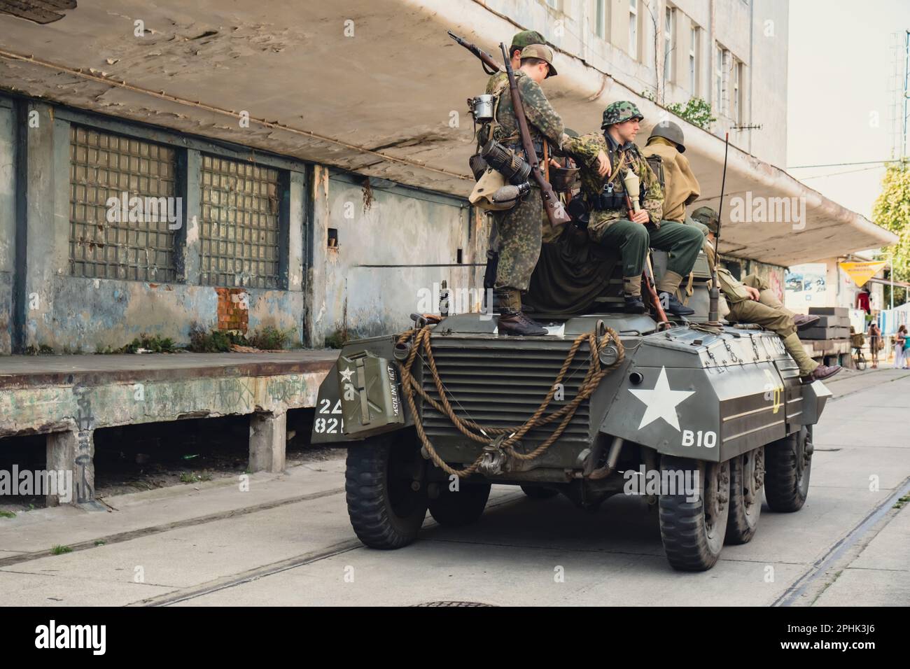Hel, Poland - August 2022 Military troops marching during 3 May Polish ...