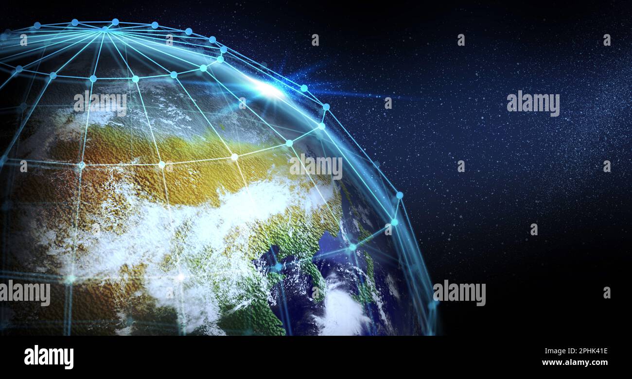Global network connection. Earth in open space and digital web ...