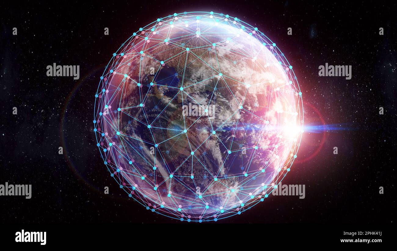Global network connection. Earth in open space and digital web ...