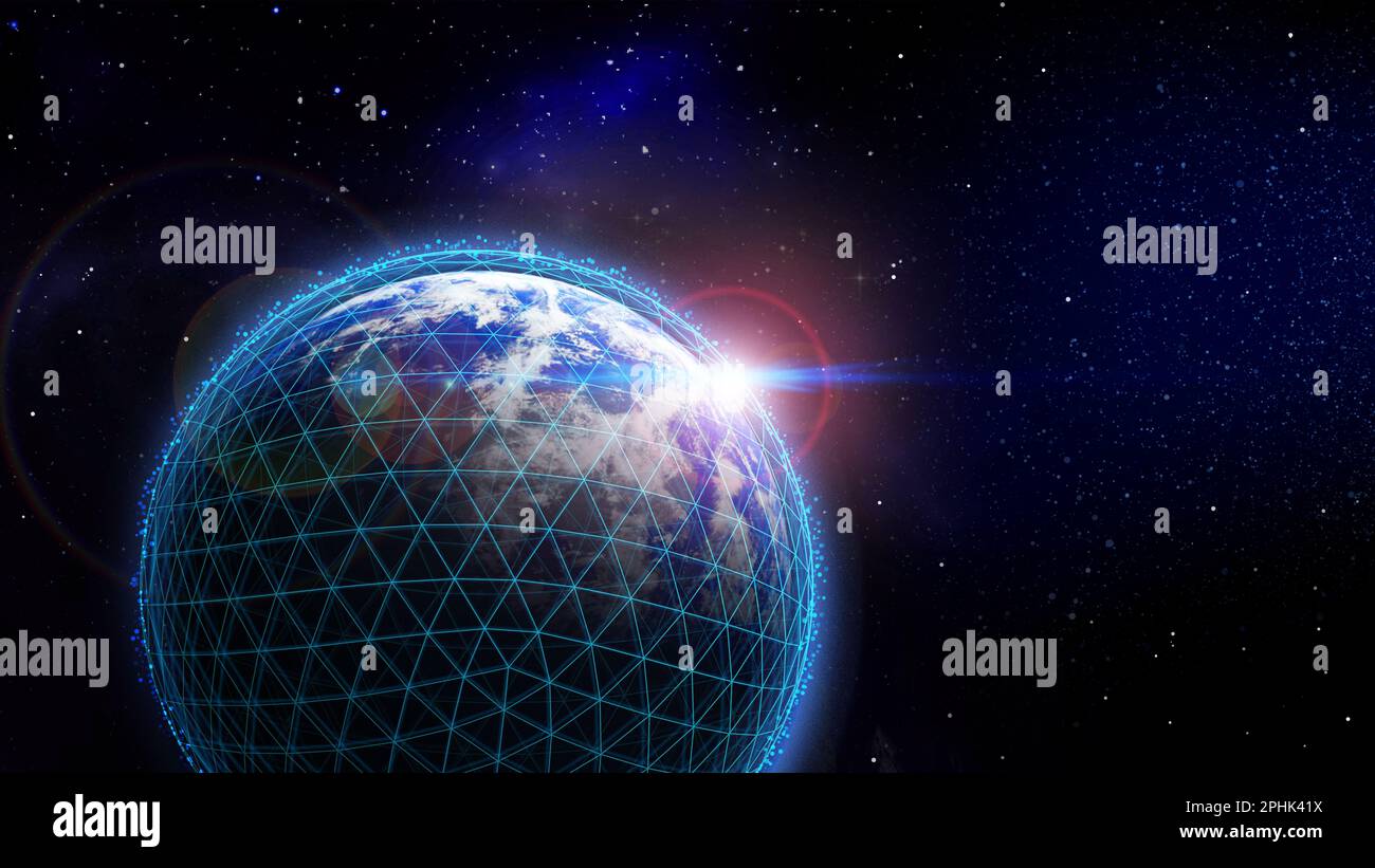 Global network connection. Earth in open space and digital web ...