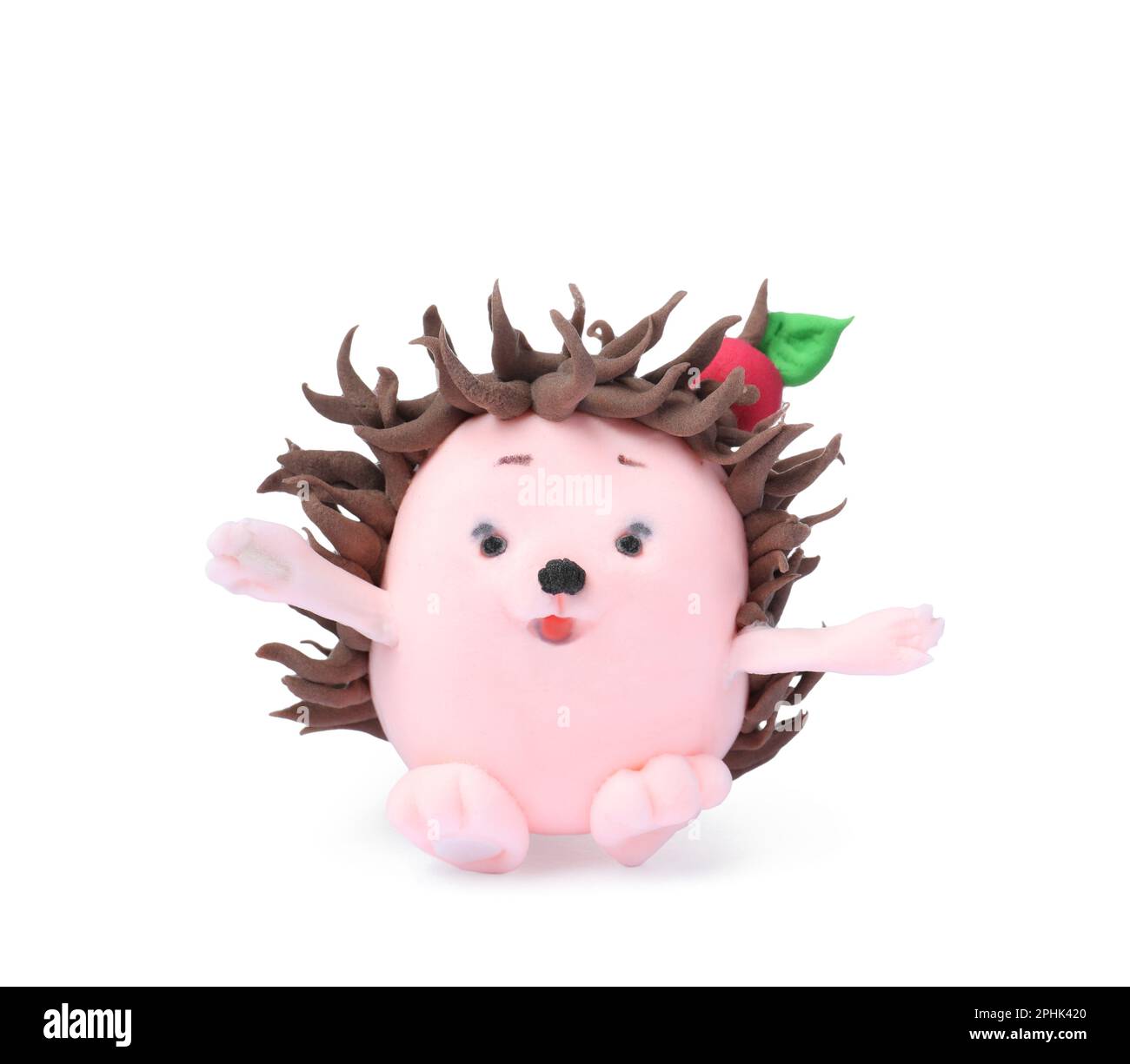 Small hedgehog made from play dough on white background Stock Photo - Alamy