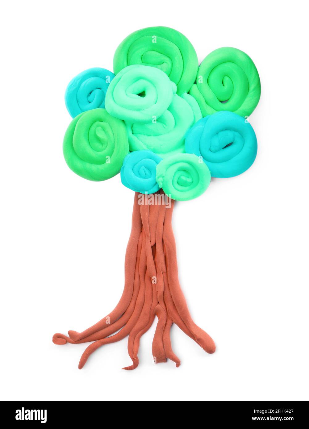 Colorful tree made from play dough isolated on white, top view Stock ...