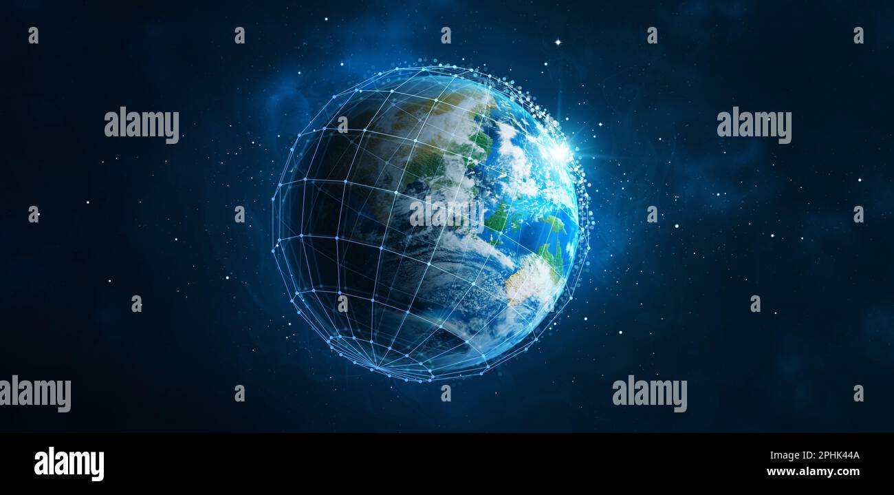 Global network connection. Earth in open space and digital web ...