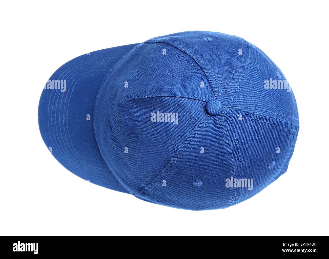 Stylish light blue baseball cap isolated on white, top view Stock Photo ...