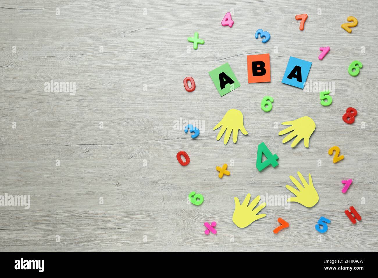 Flat lay composition with abbreviation ABA (Applied behavior analysis ...