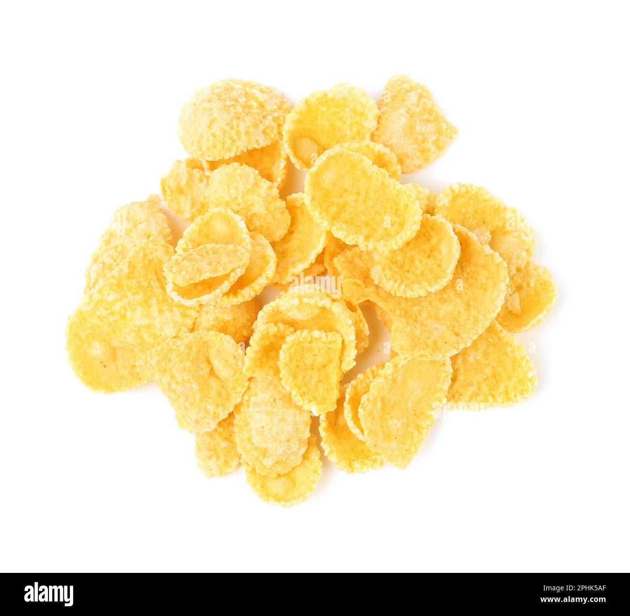 Pile of tasty cornflakes on white background, top view. Healthy ...