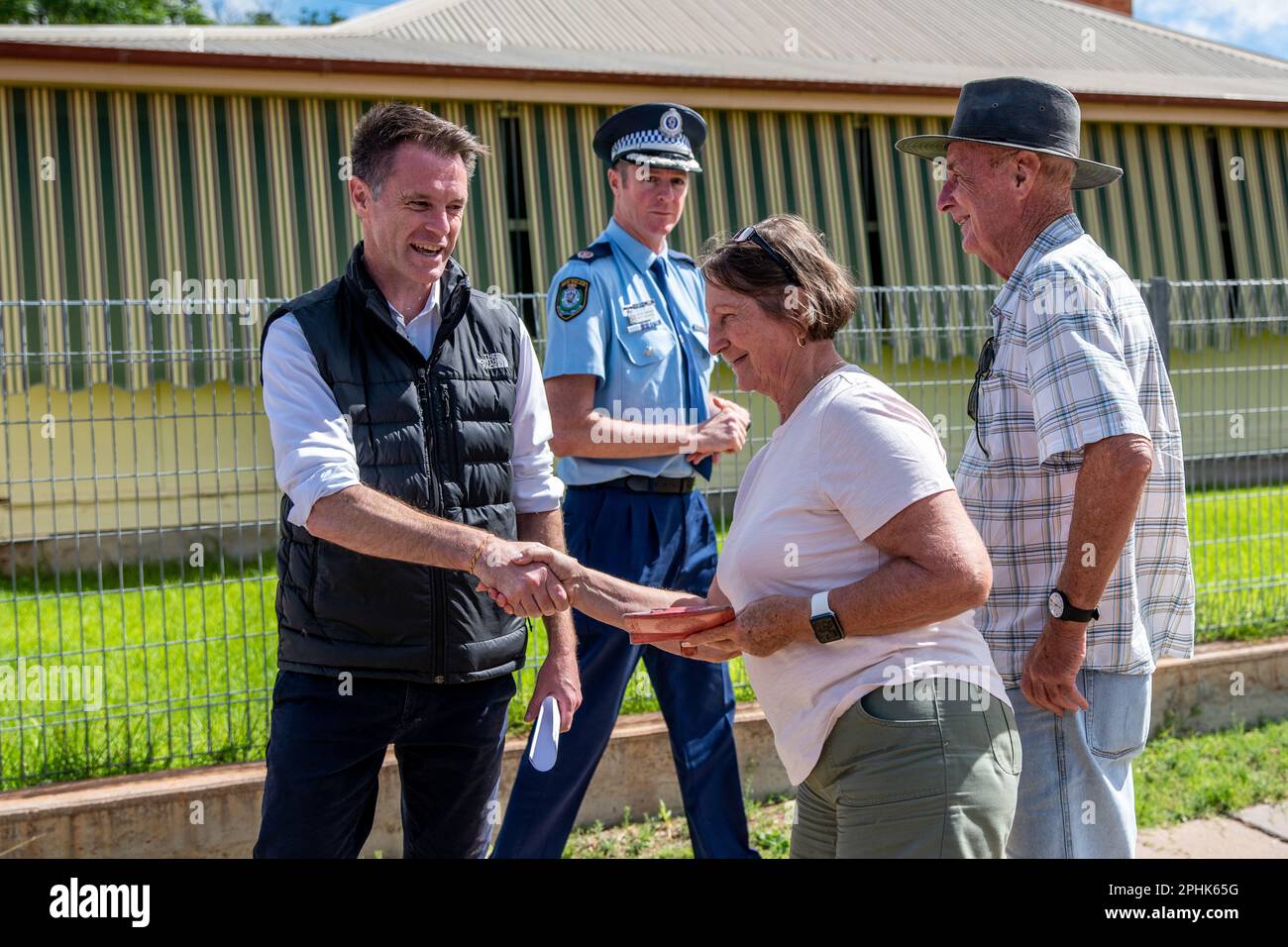 NSW Premier Chris Minns greets residents in Menindee, NSW, Tuesday ...