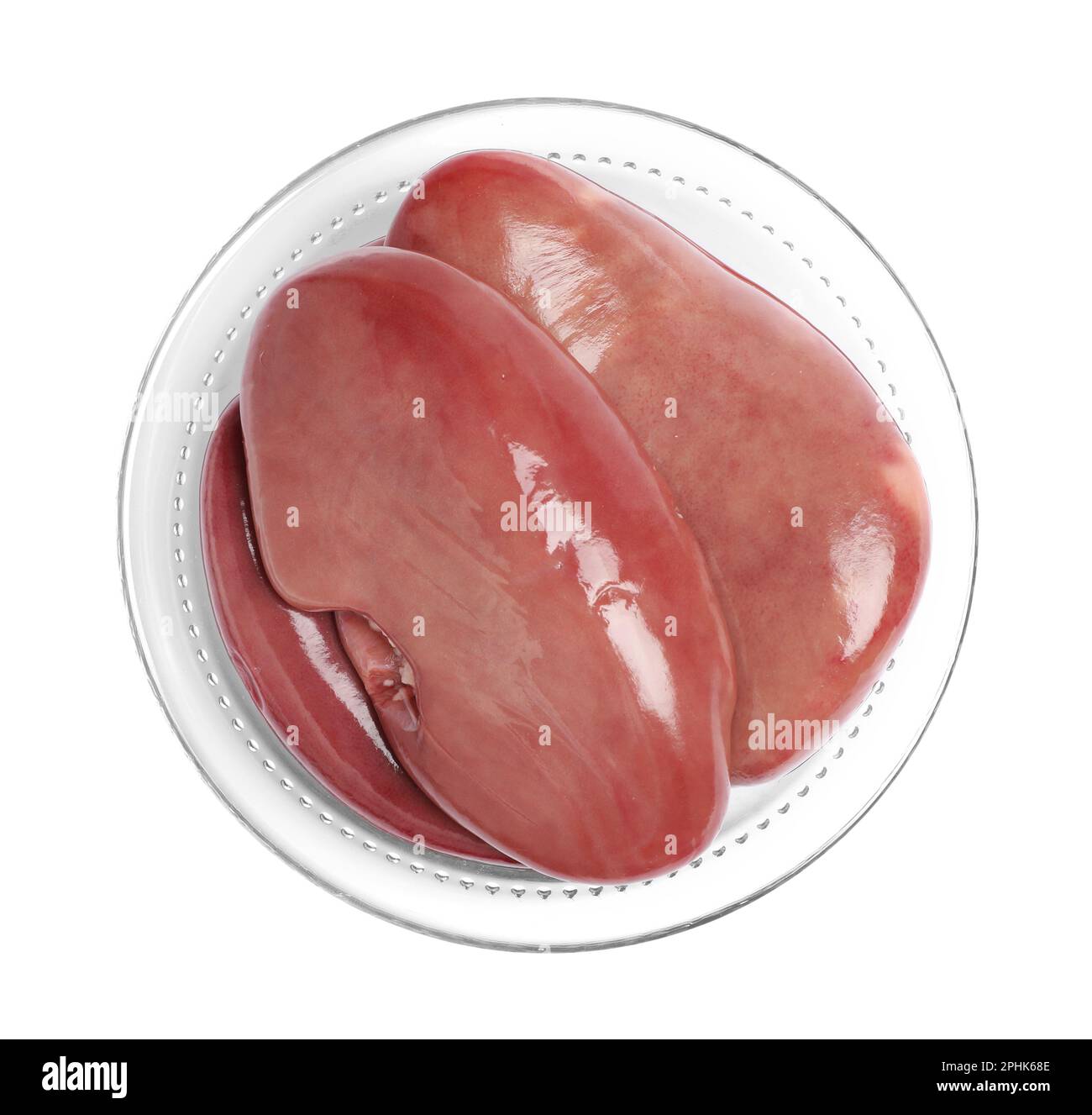 Bowl with fresh raw pork kidneys on white background, top view Stock ...