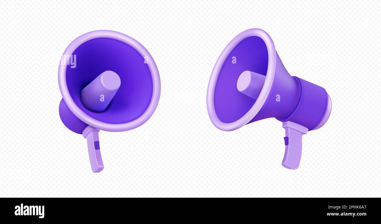 3d icons of loudspeaker, megaphone. Loud speaker symbol of announce ...