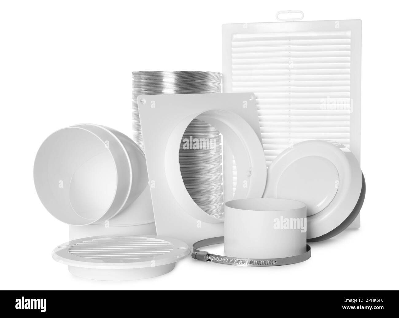 Parts of home ventilation system isolated on white Stock Photo - Alamy