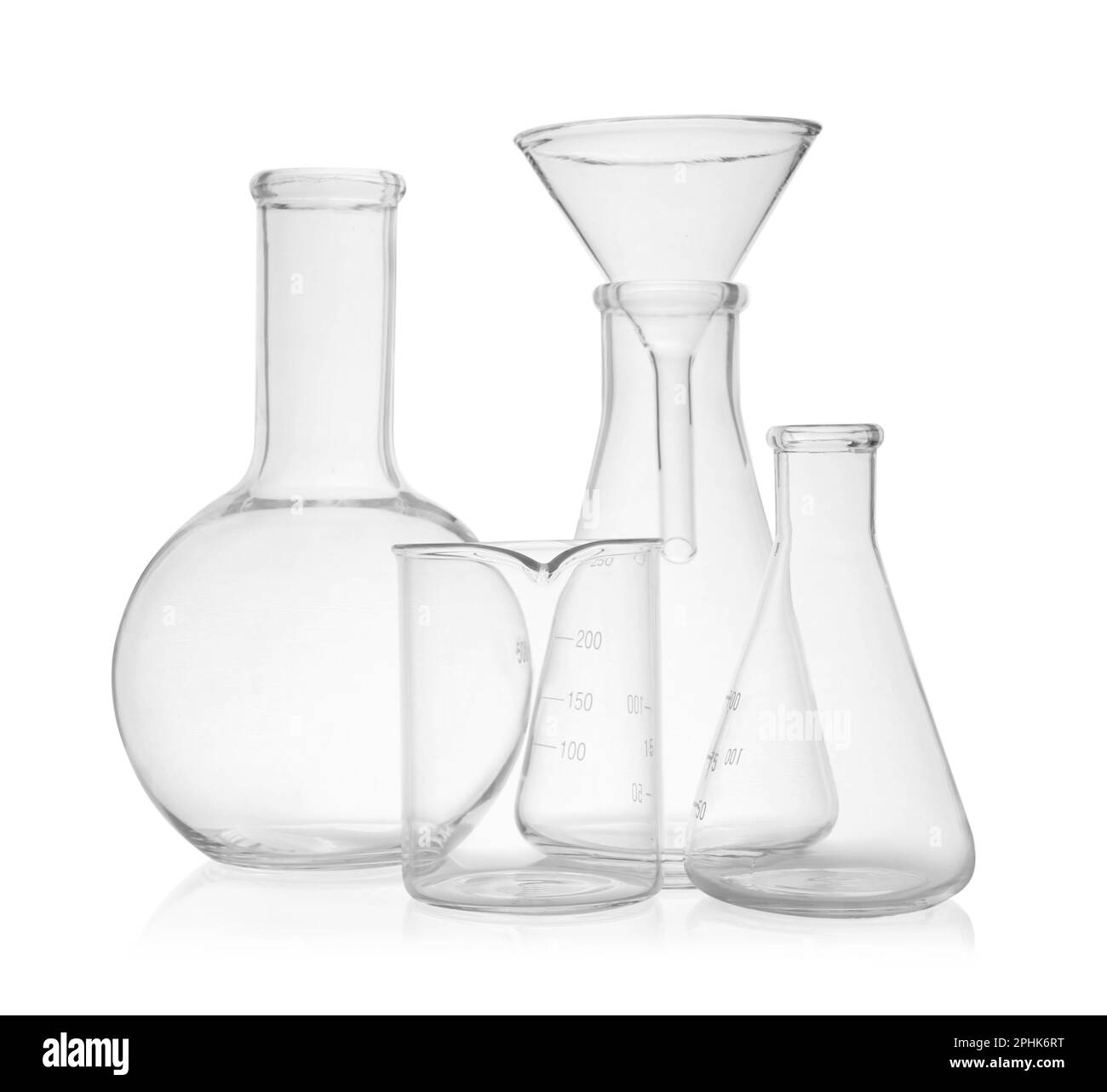 Set of laboratory glassware on white background Stock Photo - Alamy