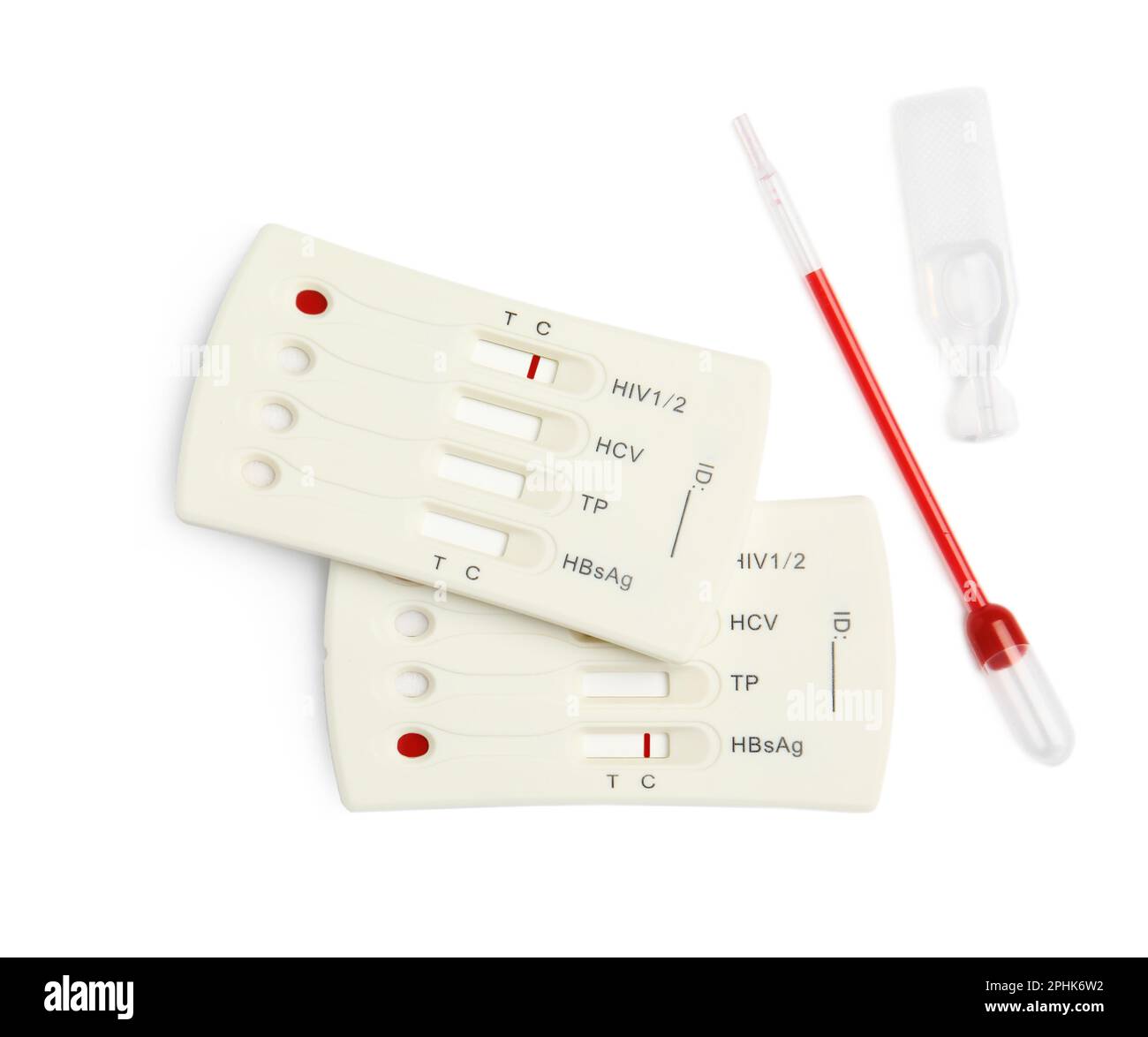 Disposable express hepatitis test kit on white background, flat lay ...