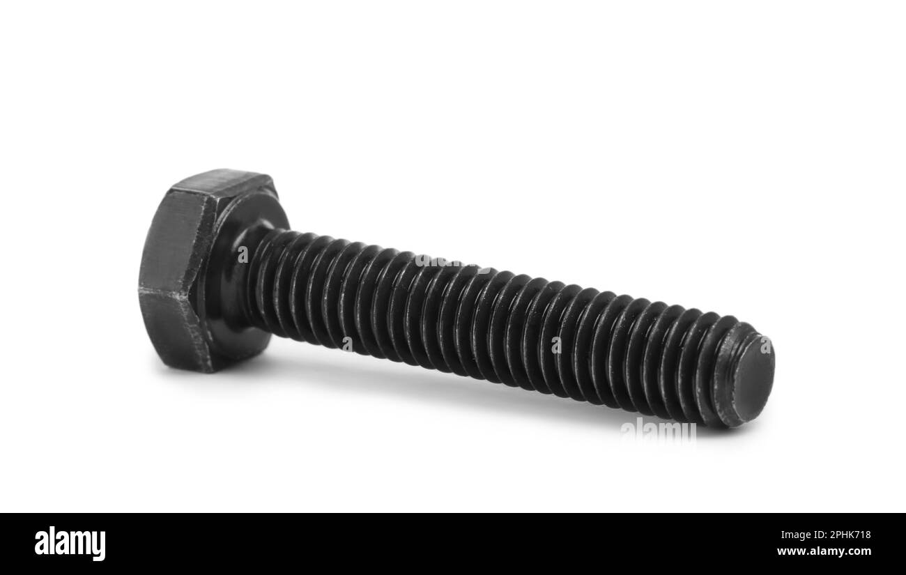 One black metal hex bolt isolated on white Stock Photo - Alamy