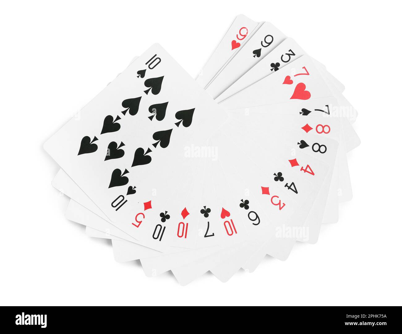 Many different playing cards on white background, top view Stock Photo ...