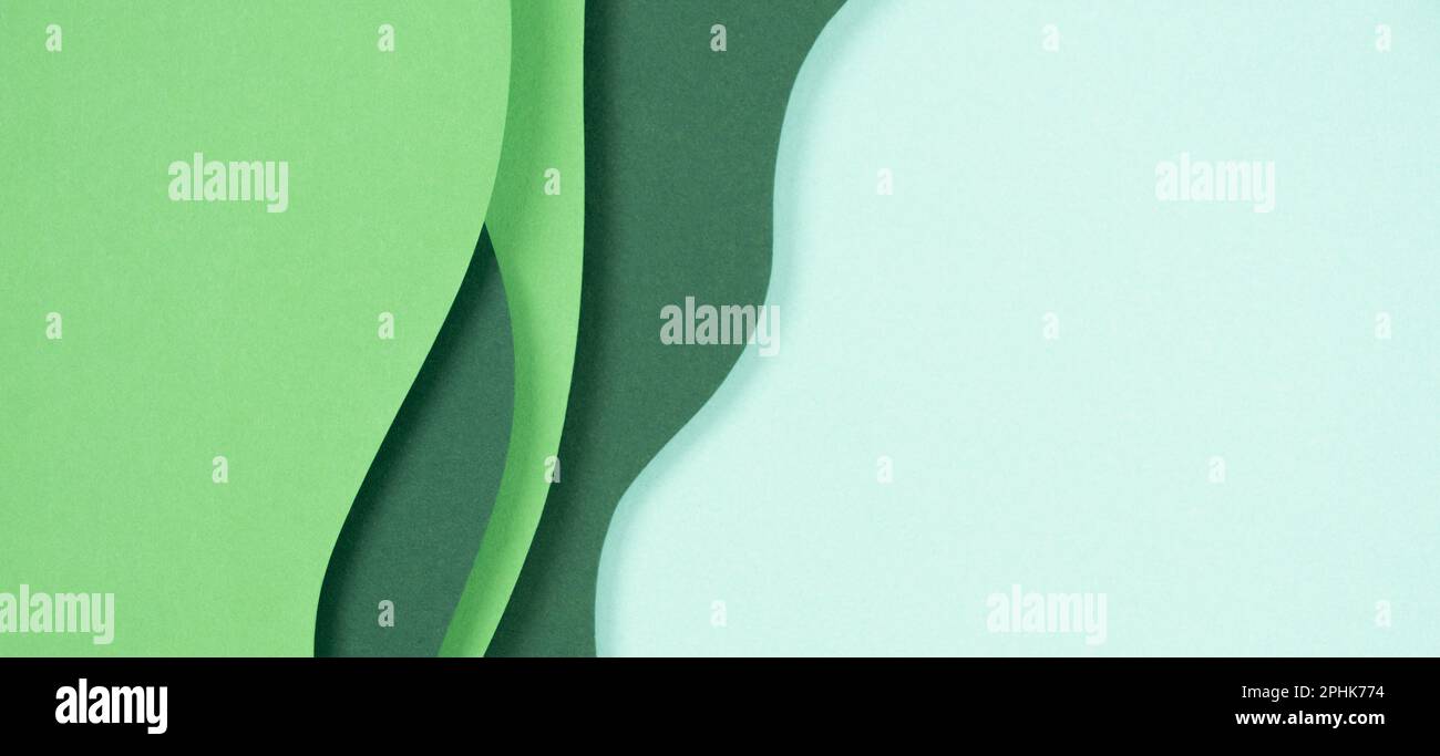 Abstract green color paper texture background. Minimal paper cut style ...