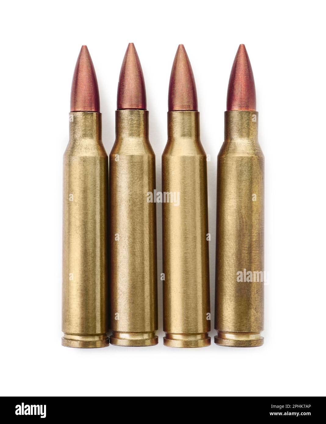 Many bullets on white background, top view. Military ammunition Stock ...