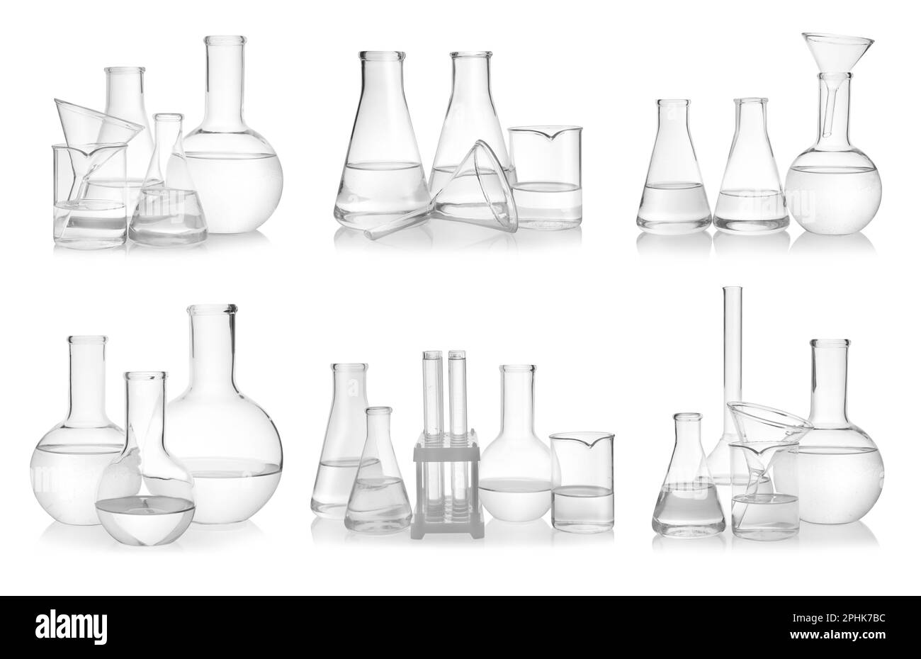 Set of different laboratory glassware on white background Stock Photo ...