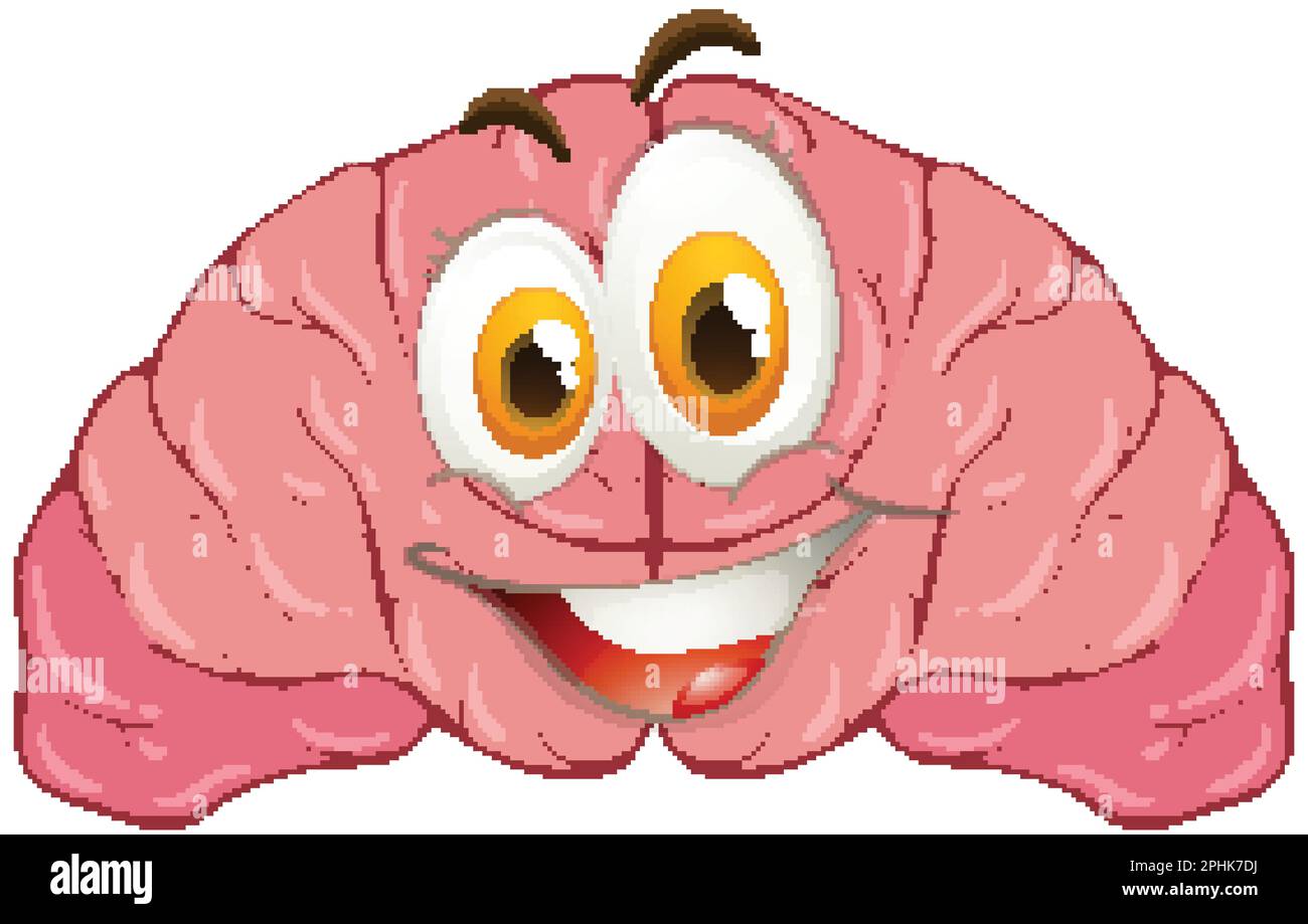 Cartoon human brain with facial expression illustration Stock Vector ...
