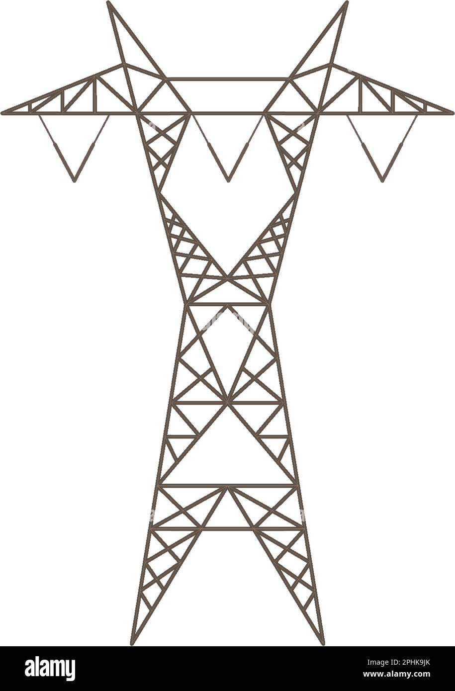 High voltage electric pylon on white background illustration Stock ...