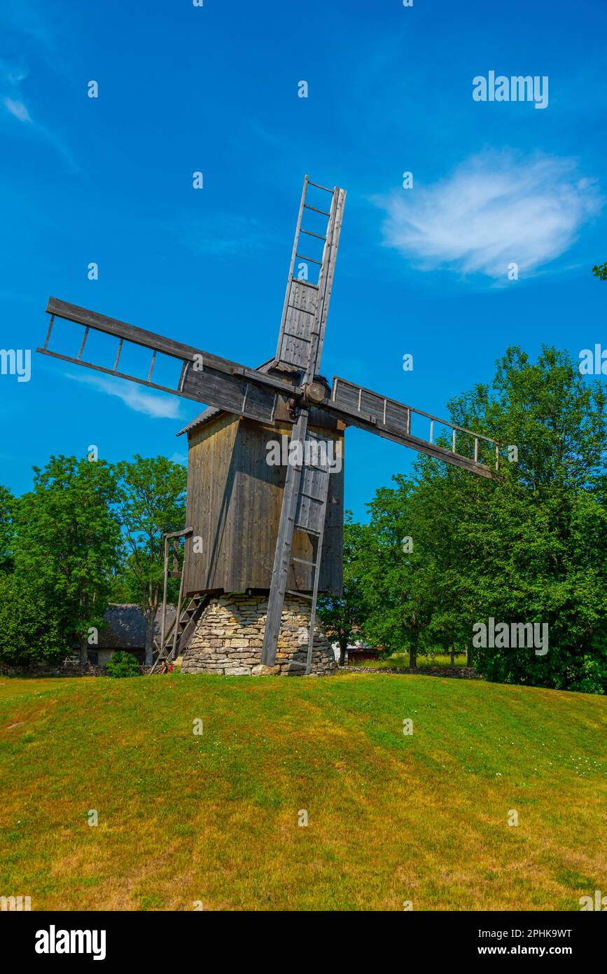 Traditional wooden windmill saaremaa hi-res stock photography and ...