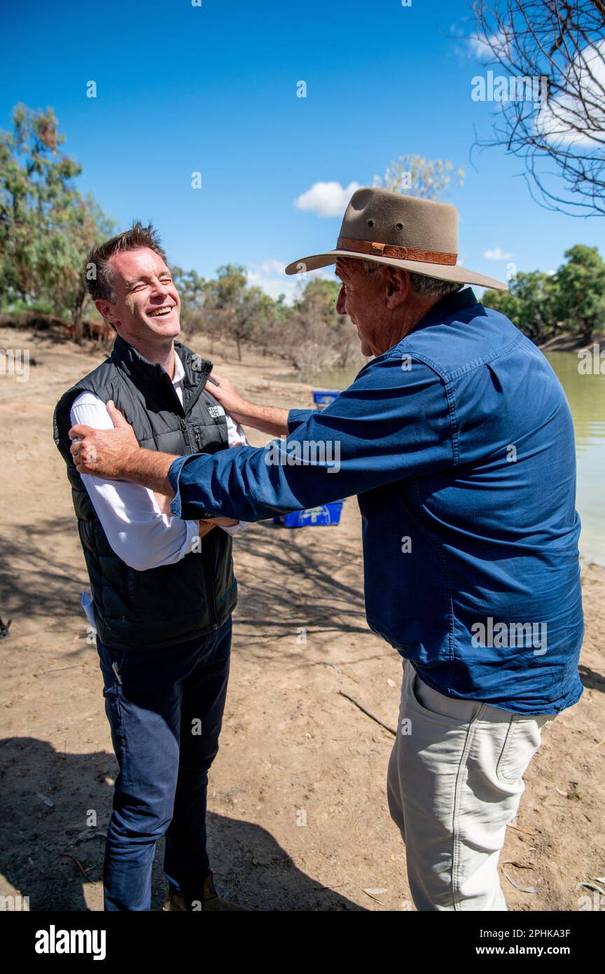 NSW Premier Chris Minns greets Local pastoralist Rob McBride in ...