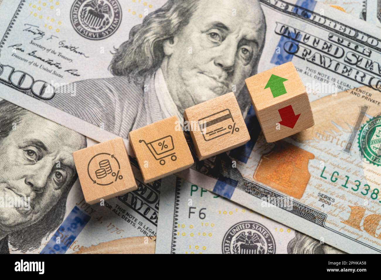 Inflation increase concept with icons showing inflation and price ...