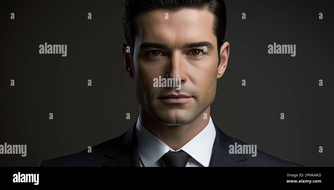 A male model is standing and posing wearing a plain black shirt and ...