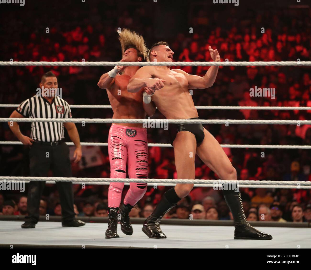 PHOENIX, ARIZONA - MARCH 27: (L-R) Dolph Ziggler and Gunther meet in ...