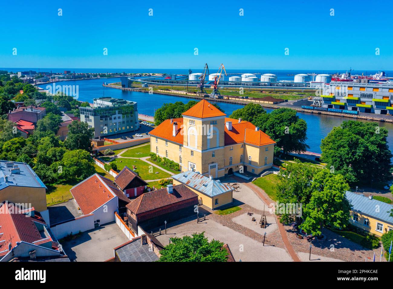 Panorama view of Castle of Livonian order in Ventspils, Latvia Stock ...