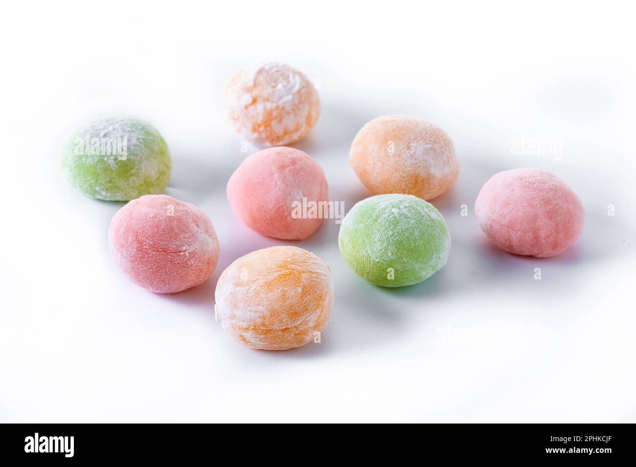 Japanese colorful mochi isolated on white background Stock Photo - Alamy