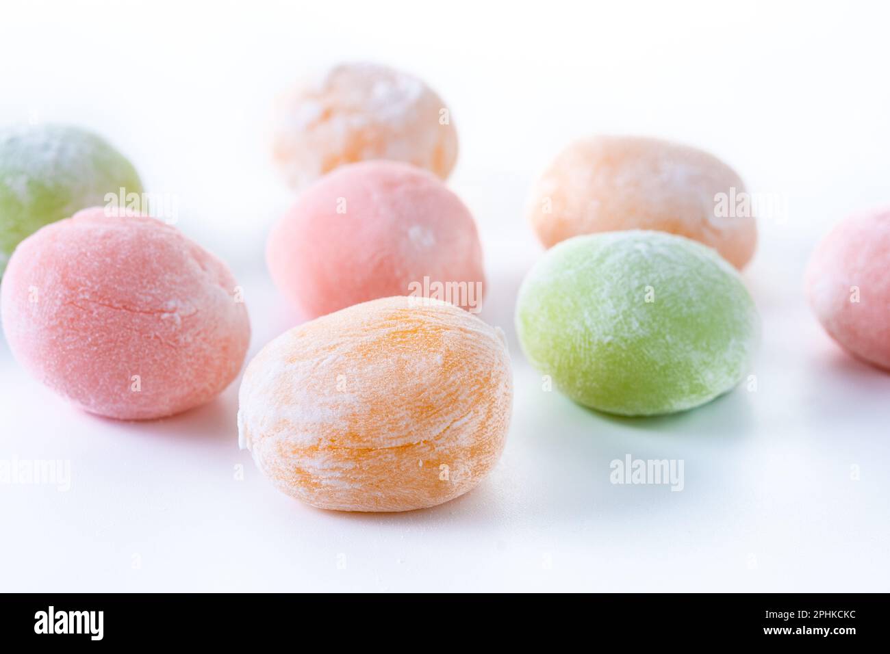 Japanese colorful mochi isolated on white background Stock Photo - Alamy
